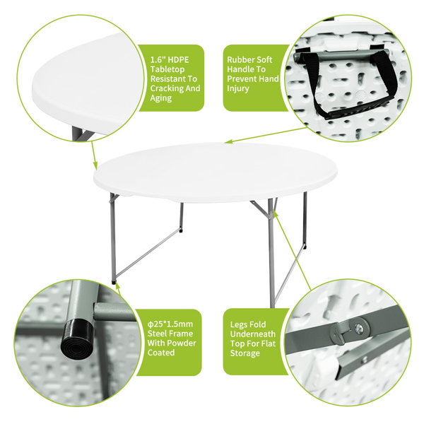 Luxdecor Heavy Duty 5ft 60inch Foldable Banquet Dinning Plastic Folding ...