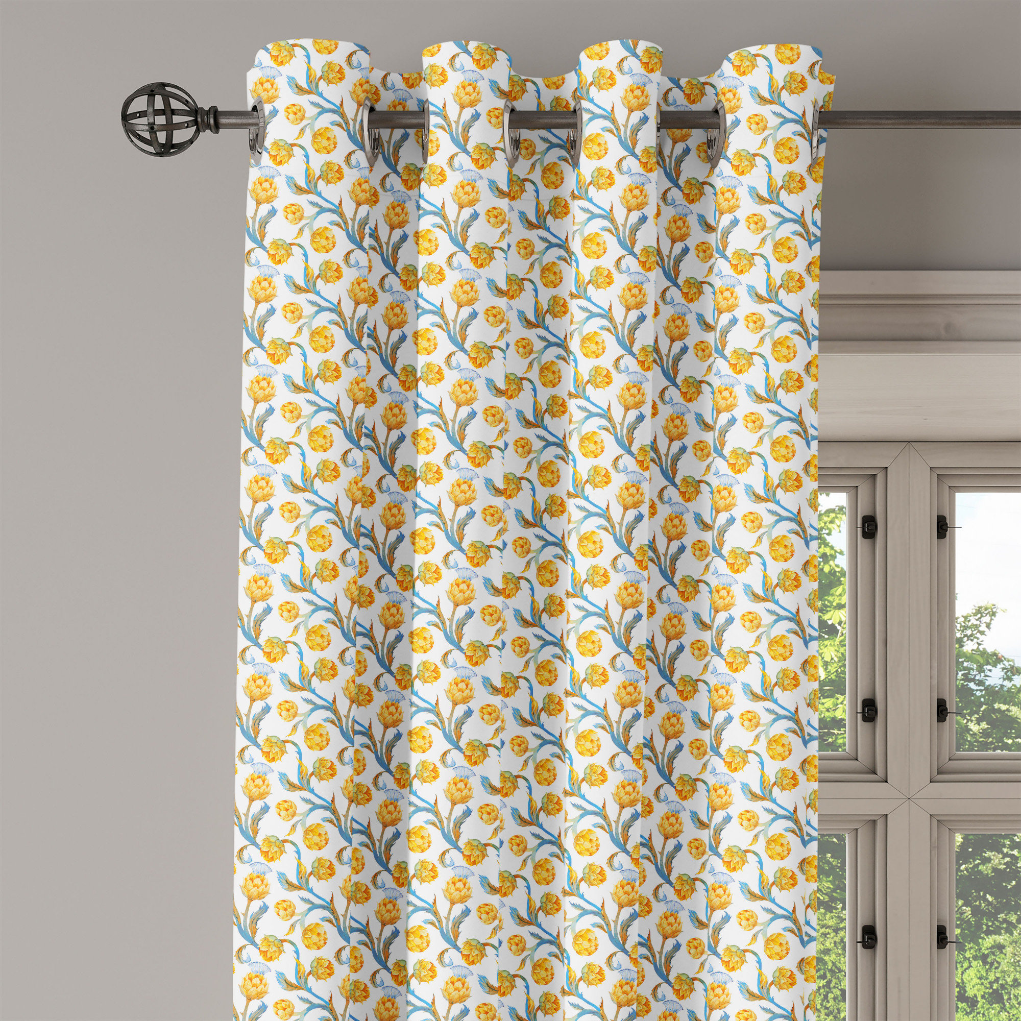 East Urban Home Sateen Abstract Blackout Grommet Single Curtain Panel ...