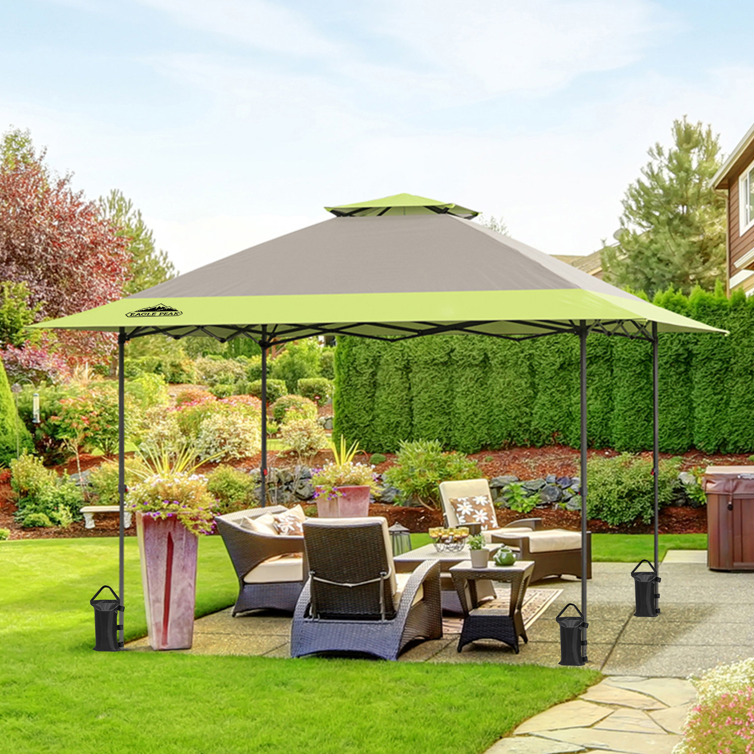 EAGLE PEAK Pop Up Canopies 13 Ft. W x 13 Ft. D Steel Outdoor Straight ...