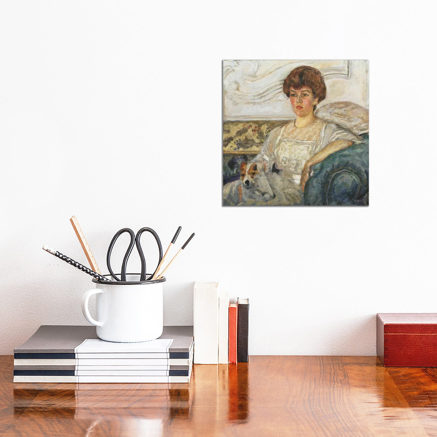 ClassicLiving Woman on a Blue Sofa by Pierre Bonnard - Wrapped Canvas ...