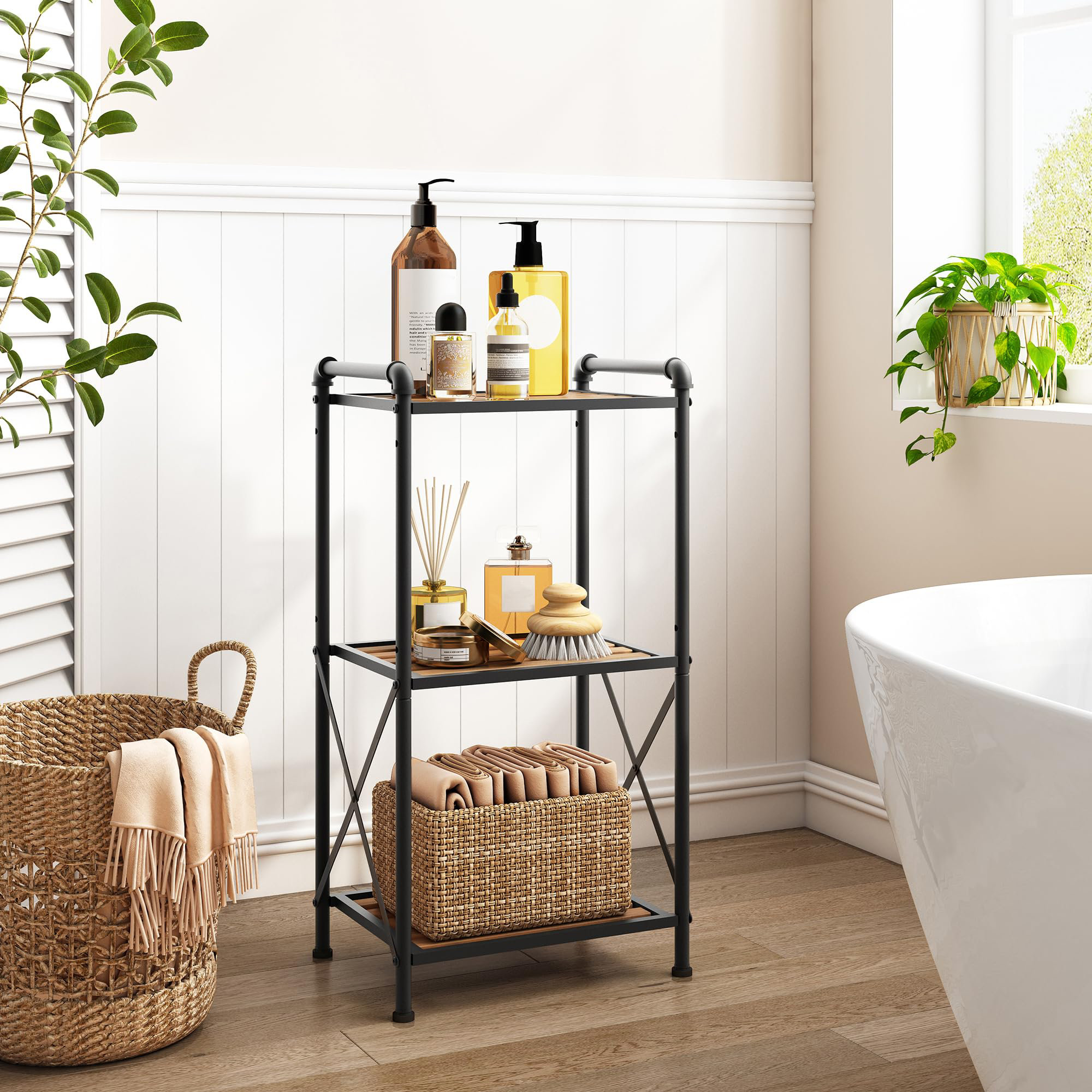 17 Stories 3 Tier Bathroom Shelf Storage Rack Shelving Unit ...