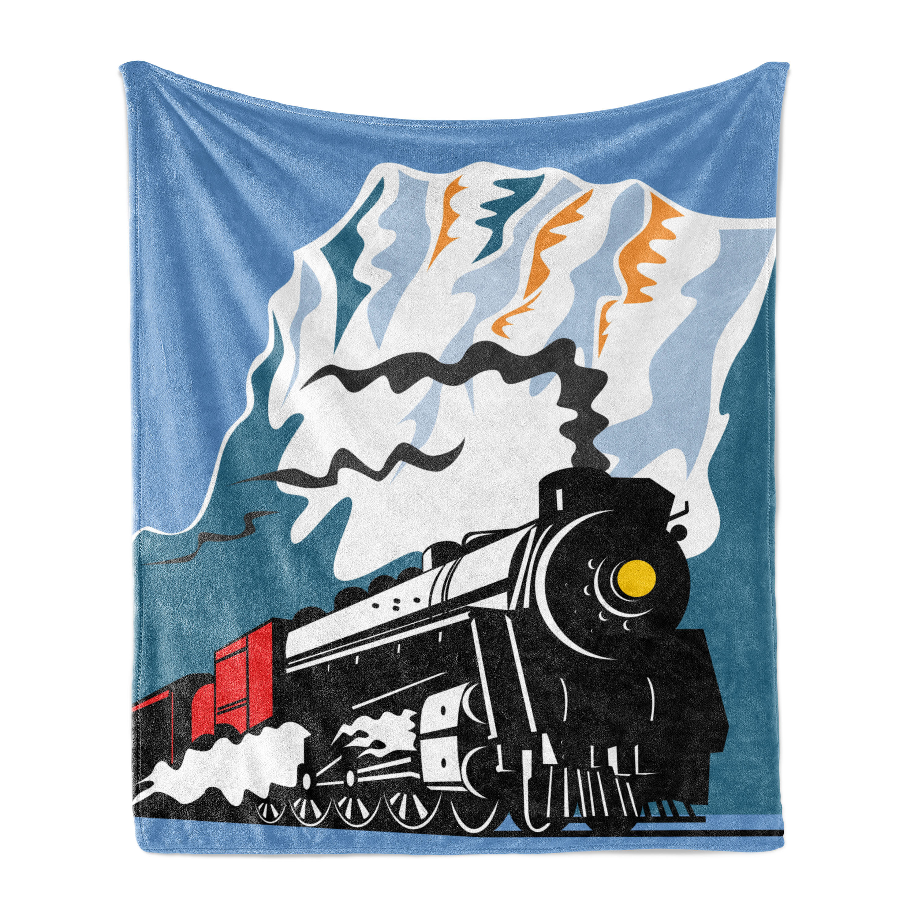 Ambesonne Train Fleece Throw Blanket Vaporous Vehicle and Mountain ...