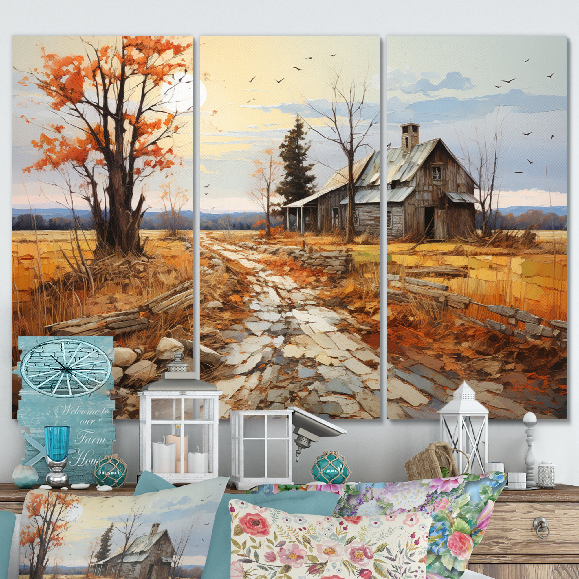 Design Art Countryside Rustic Barn Patchwork I - Landscapes Metal Wall ...