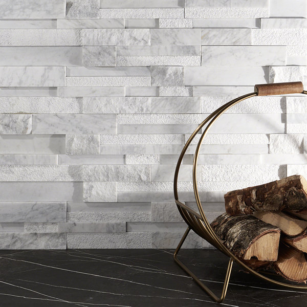 Bond Tile Cliffstone Random Sized Marble Linear Mosaic Wall Tile ...