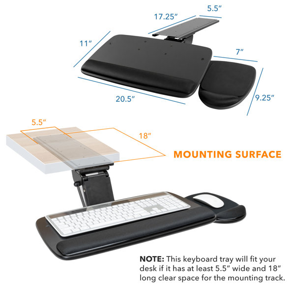 Mount-It! Adjustable Under Desk Keyboard Tray and Mouse Drawer Platform ...