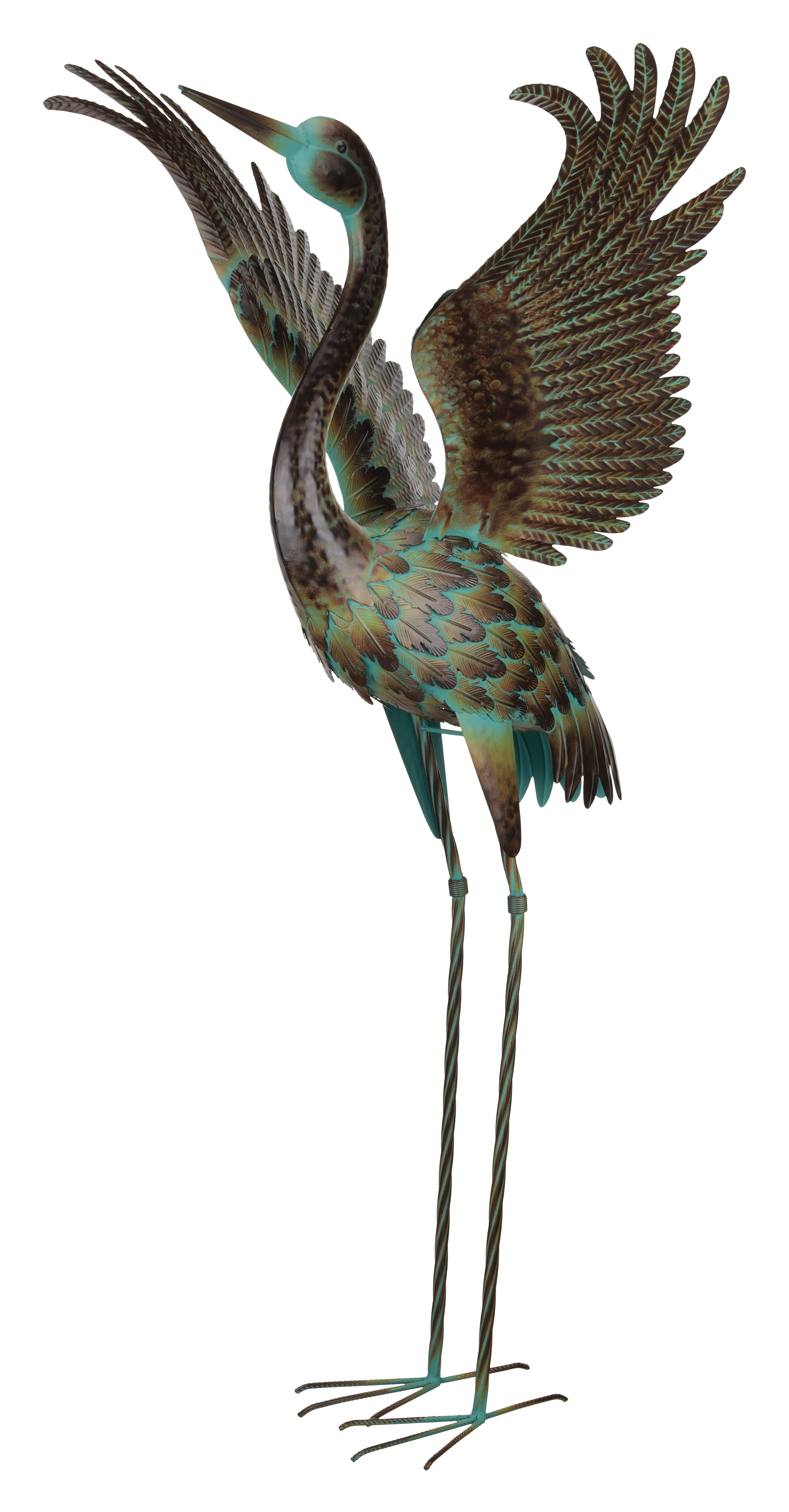 Regal Art & Gift Green Patina Crane - Wing Up | Wayfair