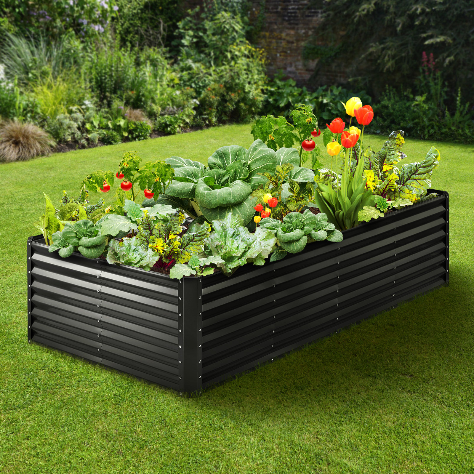 Arlmont & Co. Catino 24'' H x 95'' W Metal Raised Garden Bed | Wayfair