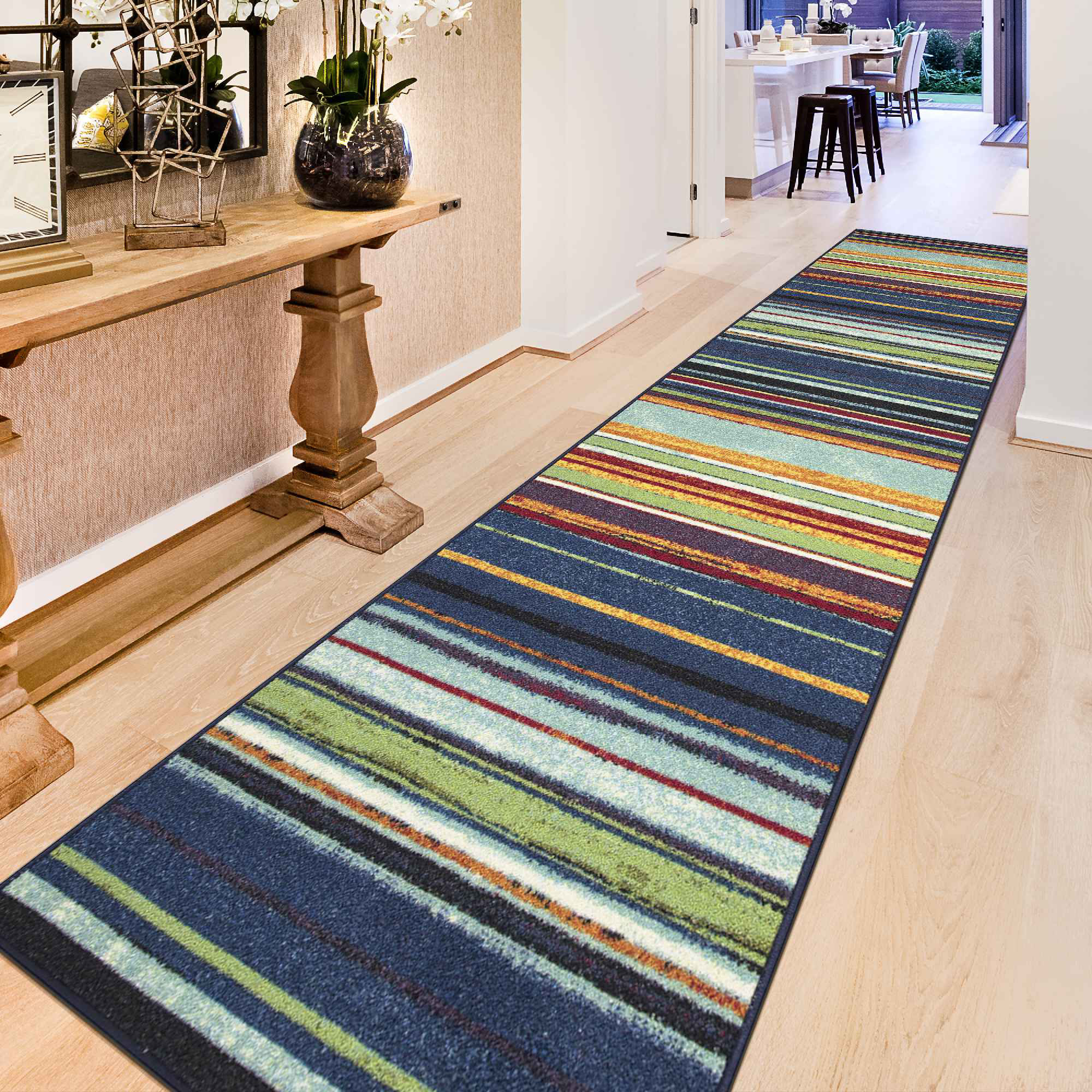 Ottomanson Ottohome Non-Slip Vintage Striped Area Rug For Living Room ...