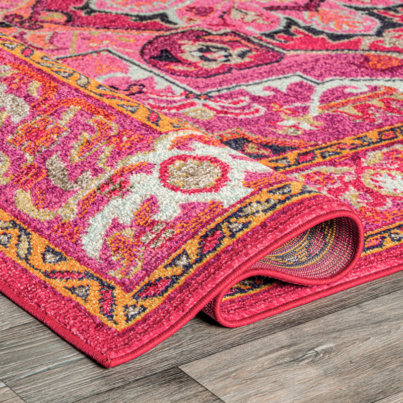 Bungalow Rose Jynell Machine Woven Performance Violet/Pink Rug ...