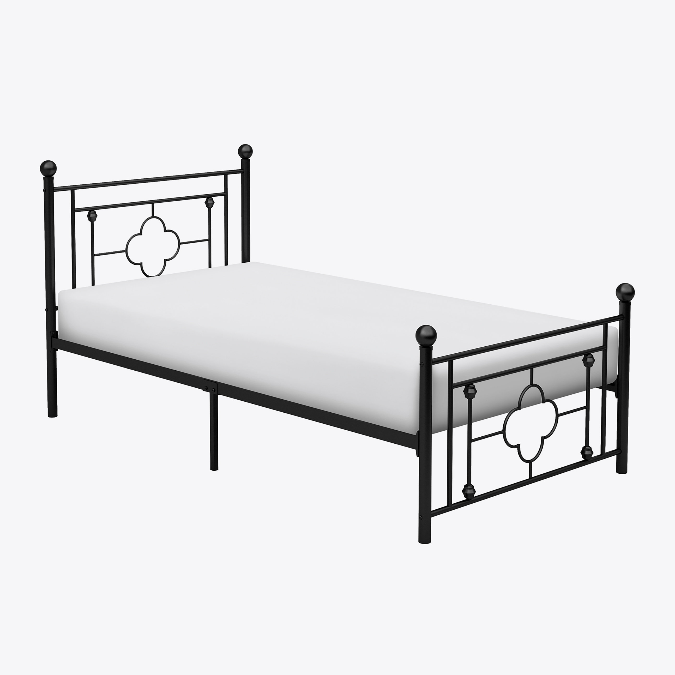 Red Barrel Studio® 1pc Platform Bed Black Finish Metal Frame Ball ...