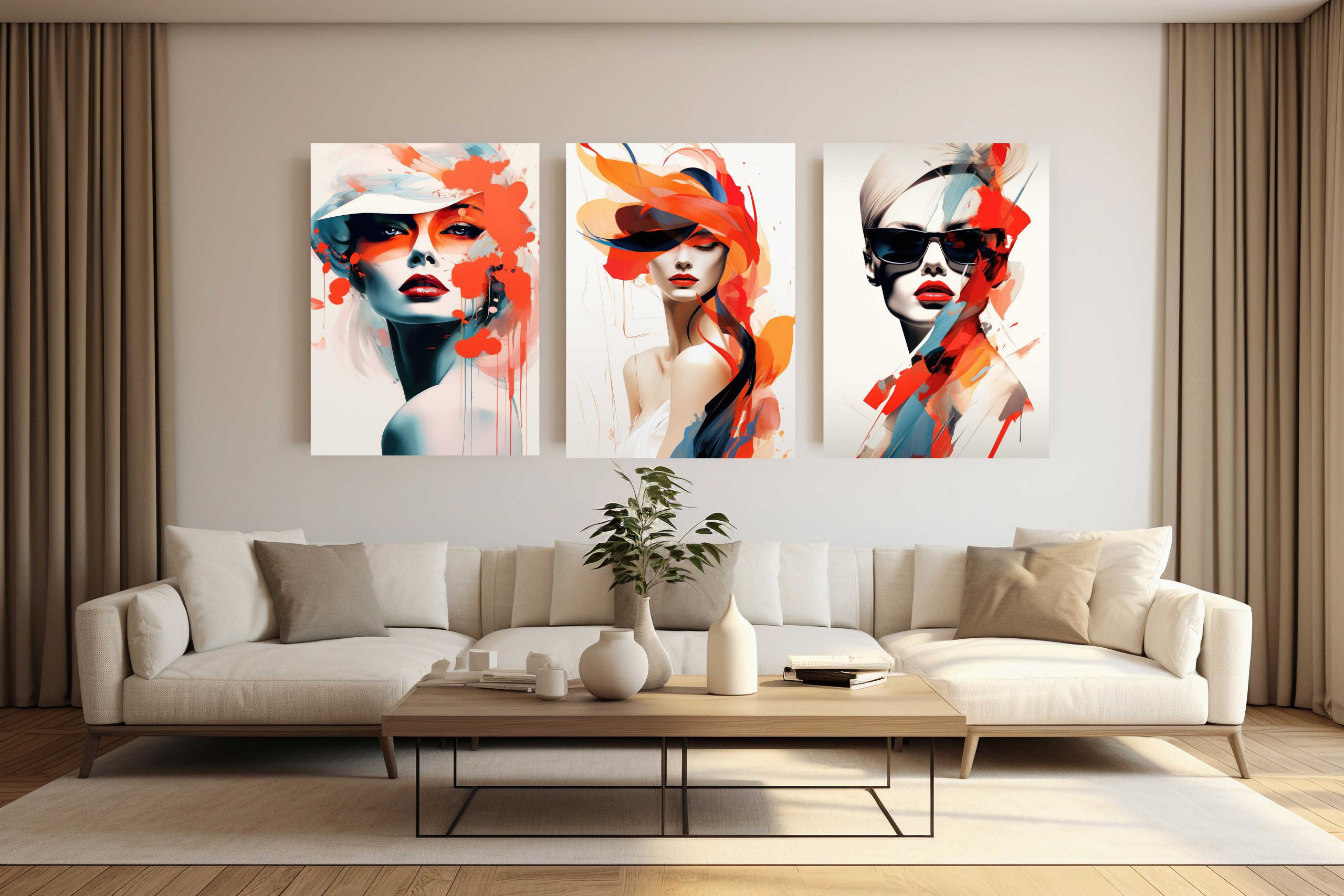 Kira Living Modern Colors Woman Acrylic Print Art Set 3 Pieces | Wayfair