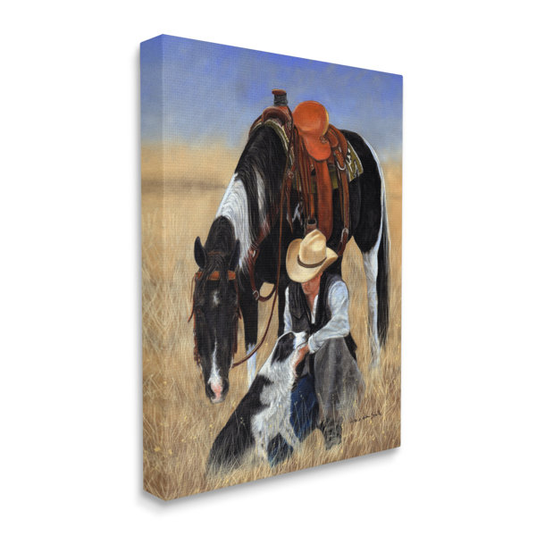 Union Rustic " Cowboy With Dog And Horse " by Victoria Schultz | Wayfair