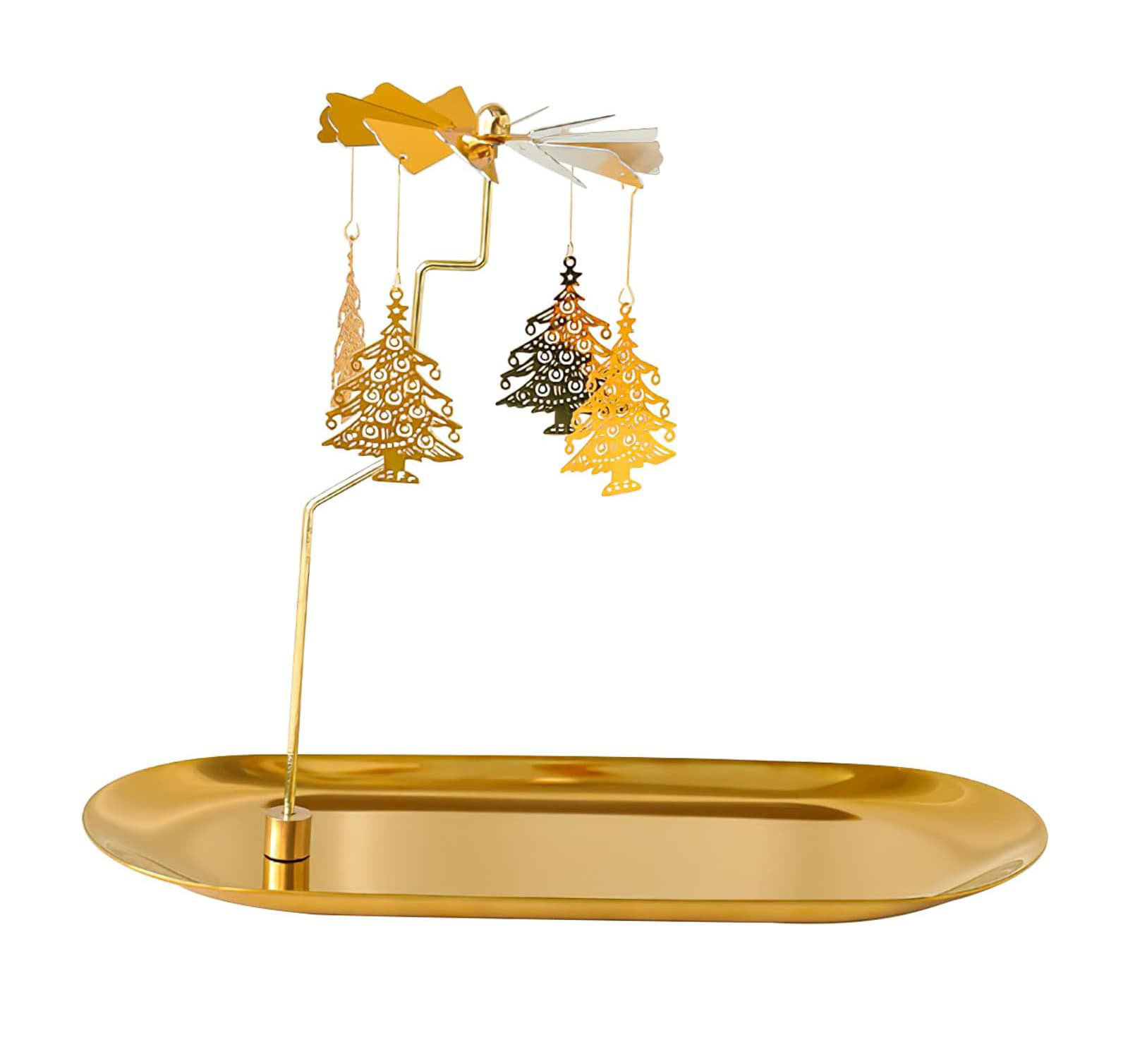 The Holiday Aisle® Spinning Candle Holder with Tray - Glod Carousel ...