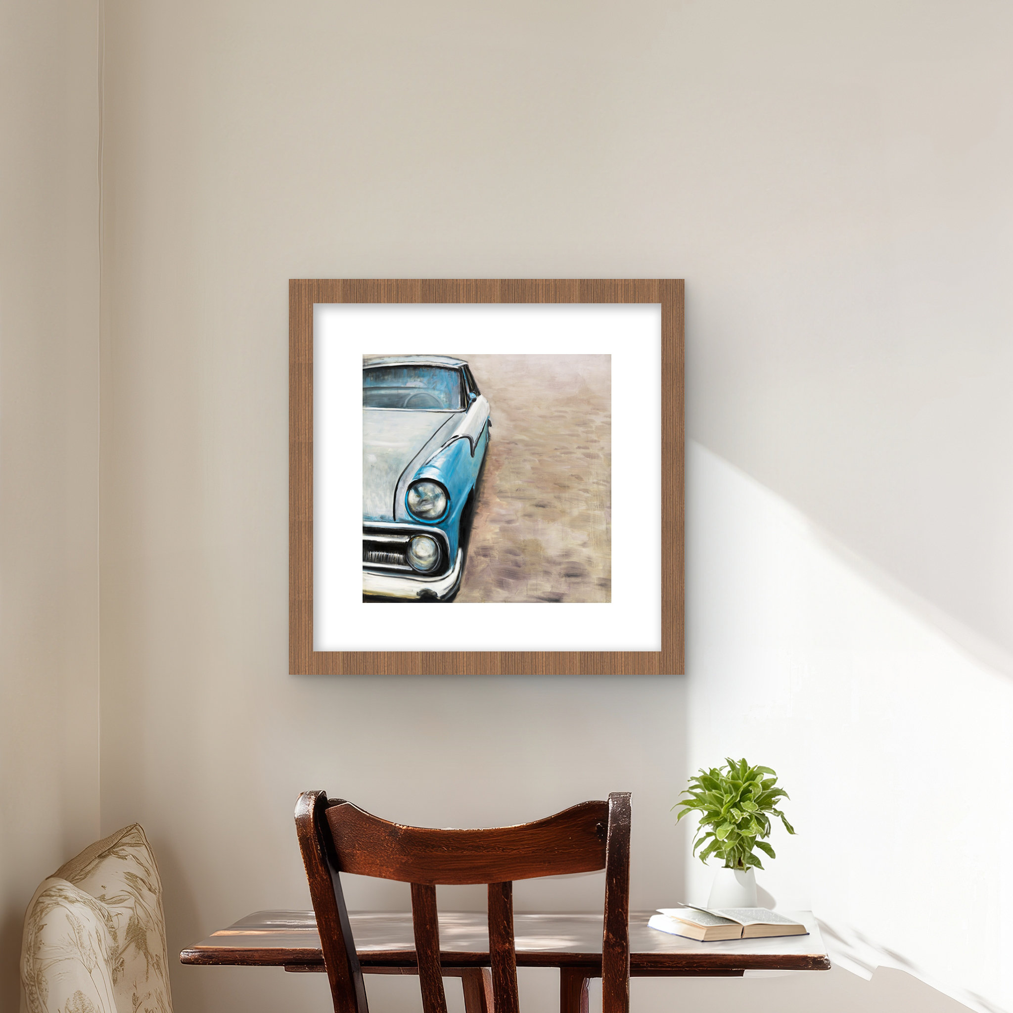 Lark Manor™ Old Classic Car - Transportation Blue Framed Matted Print ...