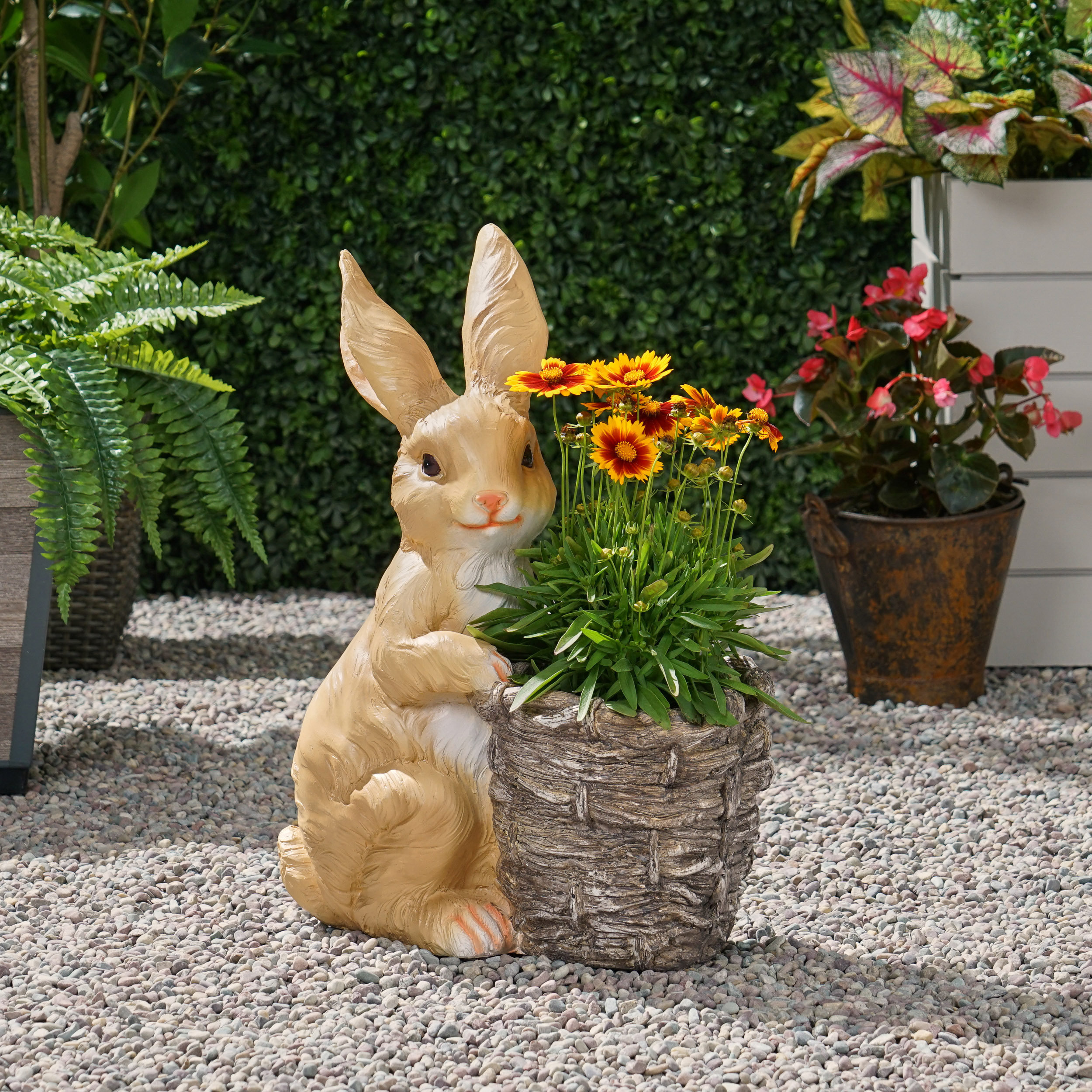Laurel Foundry Modern Farmhouse Huxley Concrete Rabbit Statue Planter ...