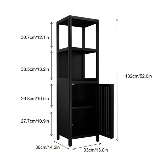 Ebern Designs 52 - Foot Tall, Black, Storage Cabinet, Small Spaces ...