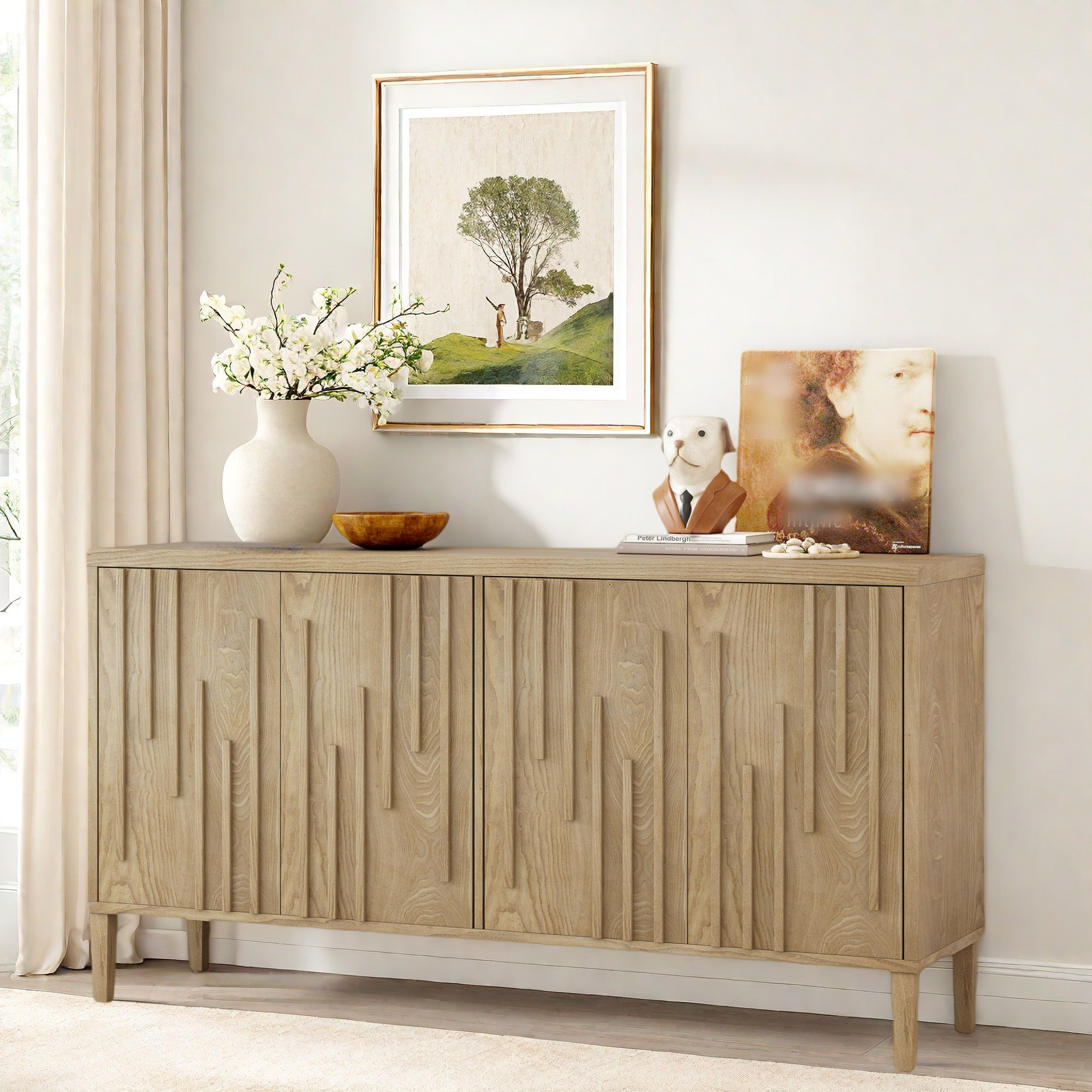 Latitude Run® Farmhouse Sideboard With Hidden Handle And Distinctive Solid Ash Veneer - Wayfair ...