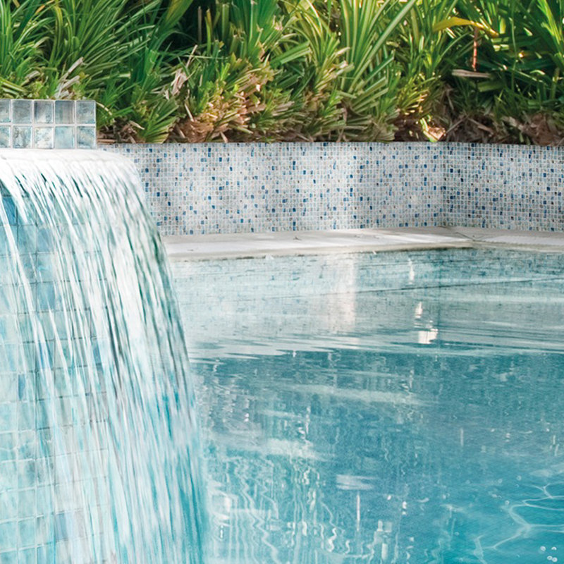 Encore Surfaces Onix 1” x 1” Square Kara Blue Glass Mosaic | Wayfair