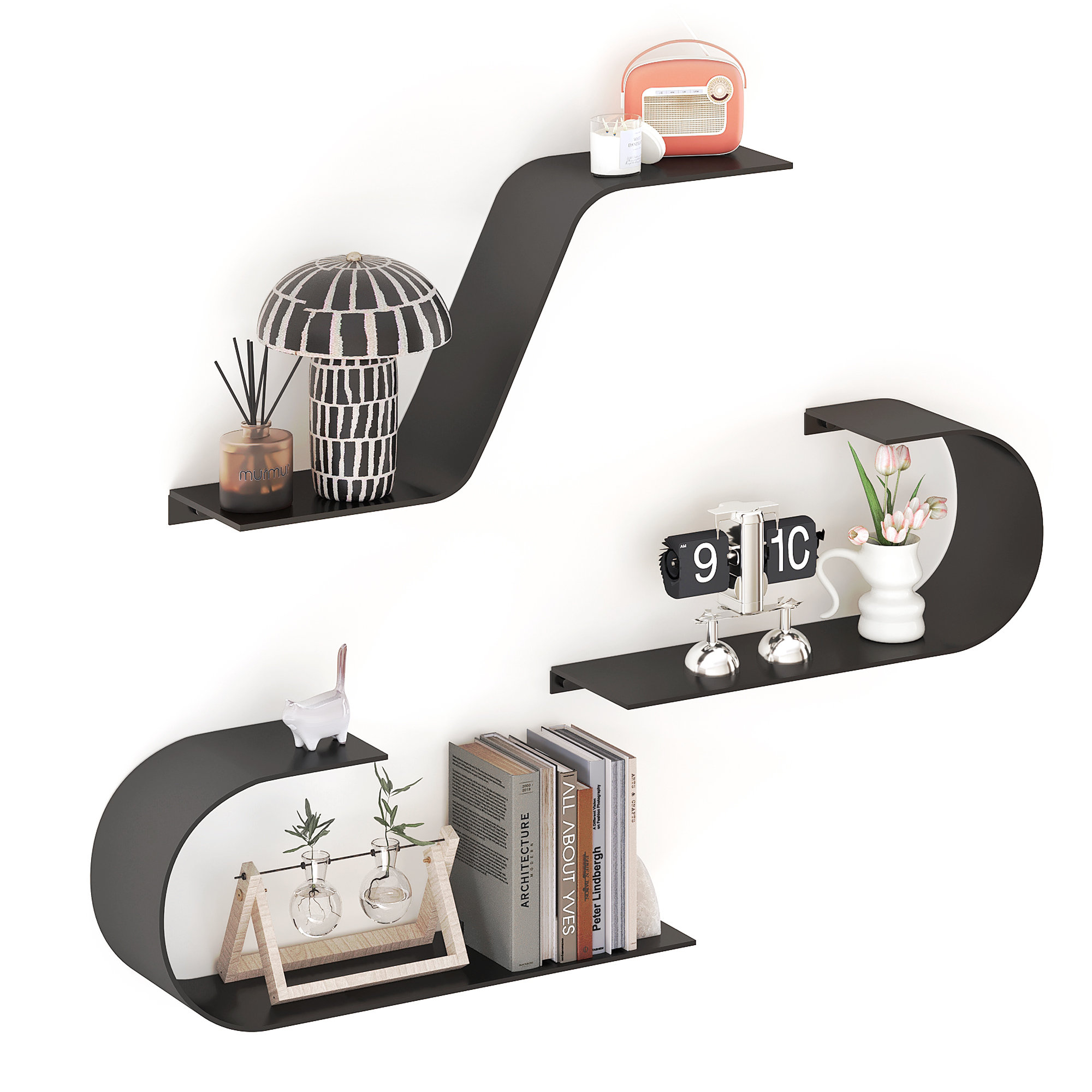 Latitude Run® Metal Floating Shelf for Book, Wall Mounted Shelves for ...