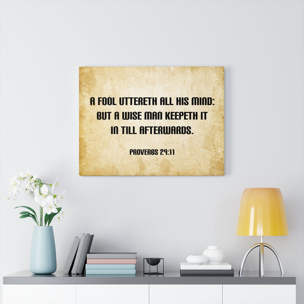 Trinx Scripture Canvas Wise Man Proverbs 29:11 Christian Wall Art Bible ...