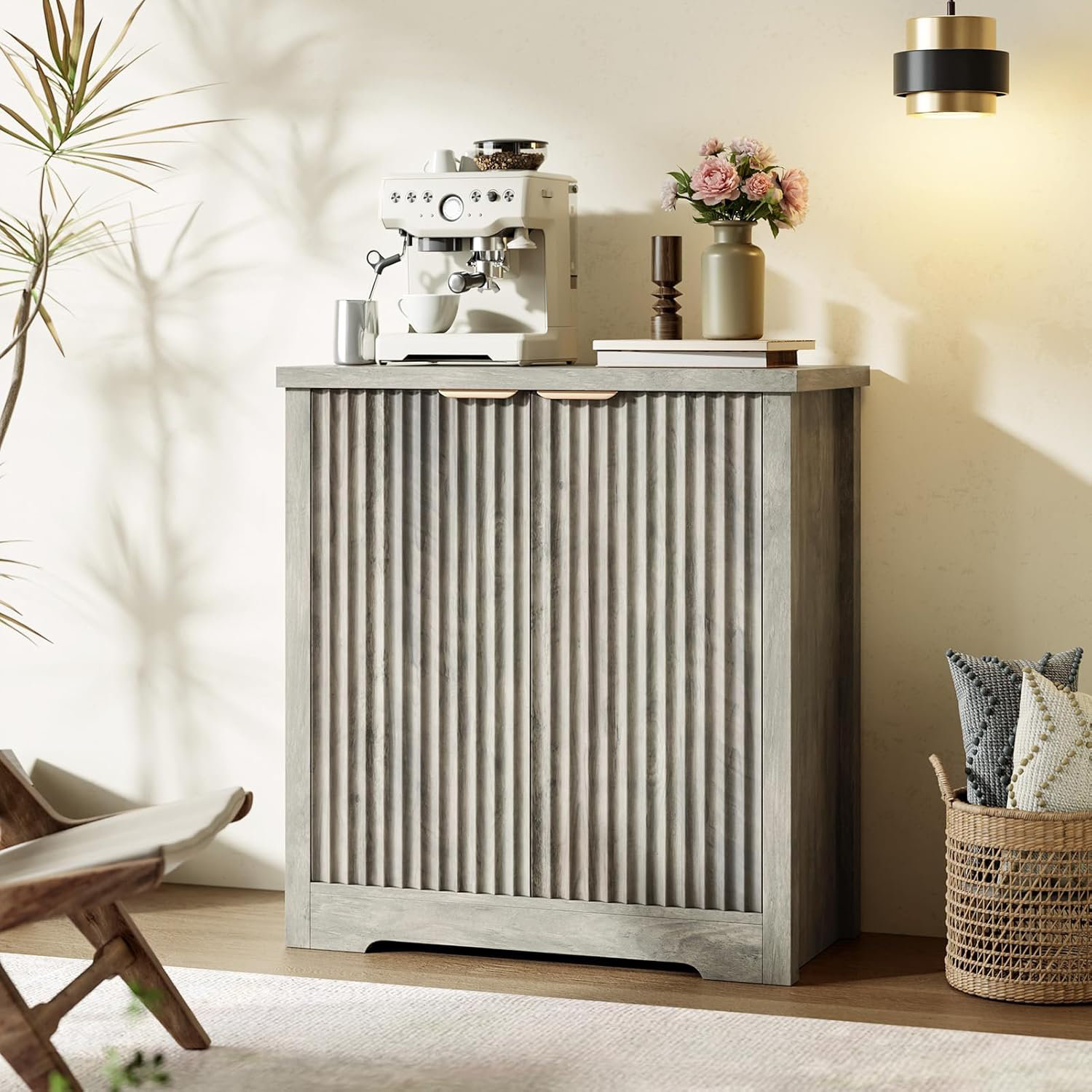 August Grove® Fluted Buffet Sideboard Cabinet with Doors & Shelves ...