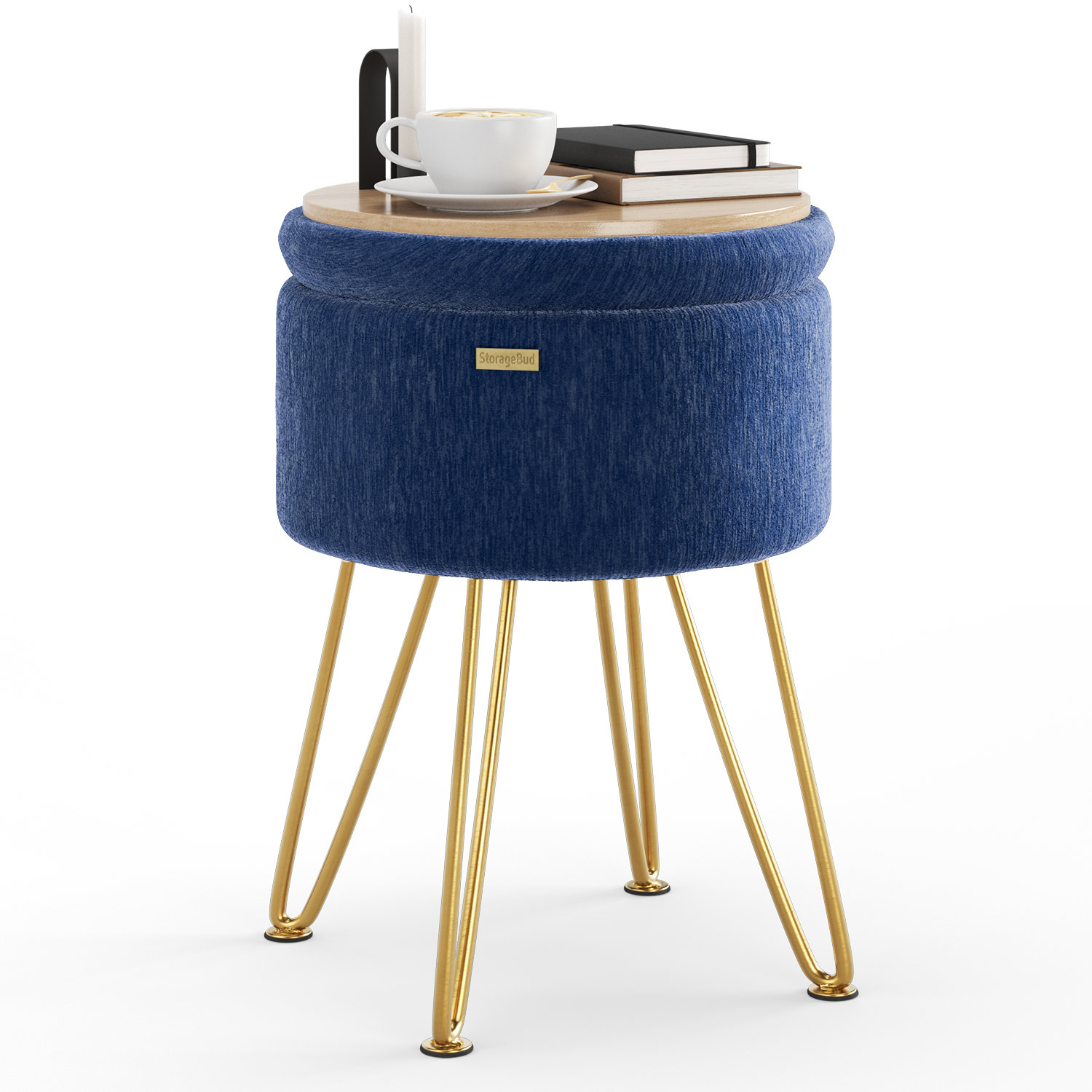 Mercer41 Round Textured Velvet Ottoman with Storage | Wayfair