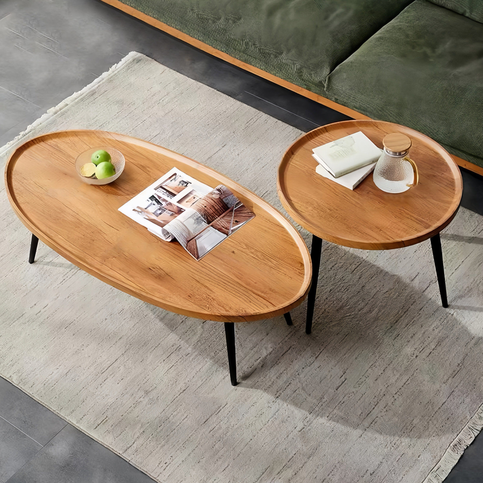 George Oliver Oval Coffee Table Set Of 2, Nesting Coffee Table For ...