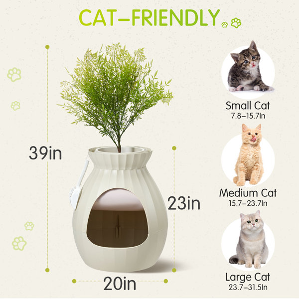 EROMMY Cat Litter Box Enclosure with Artificial Plants, Hidden Litter ...