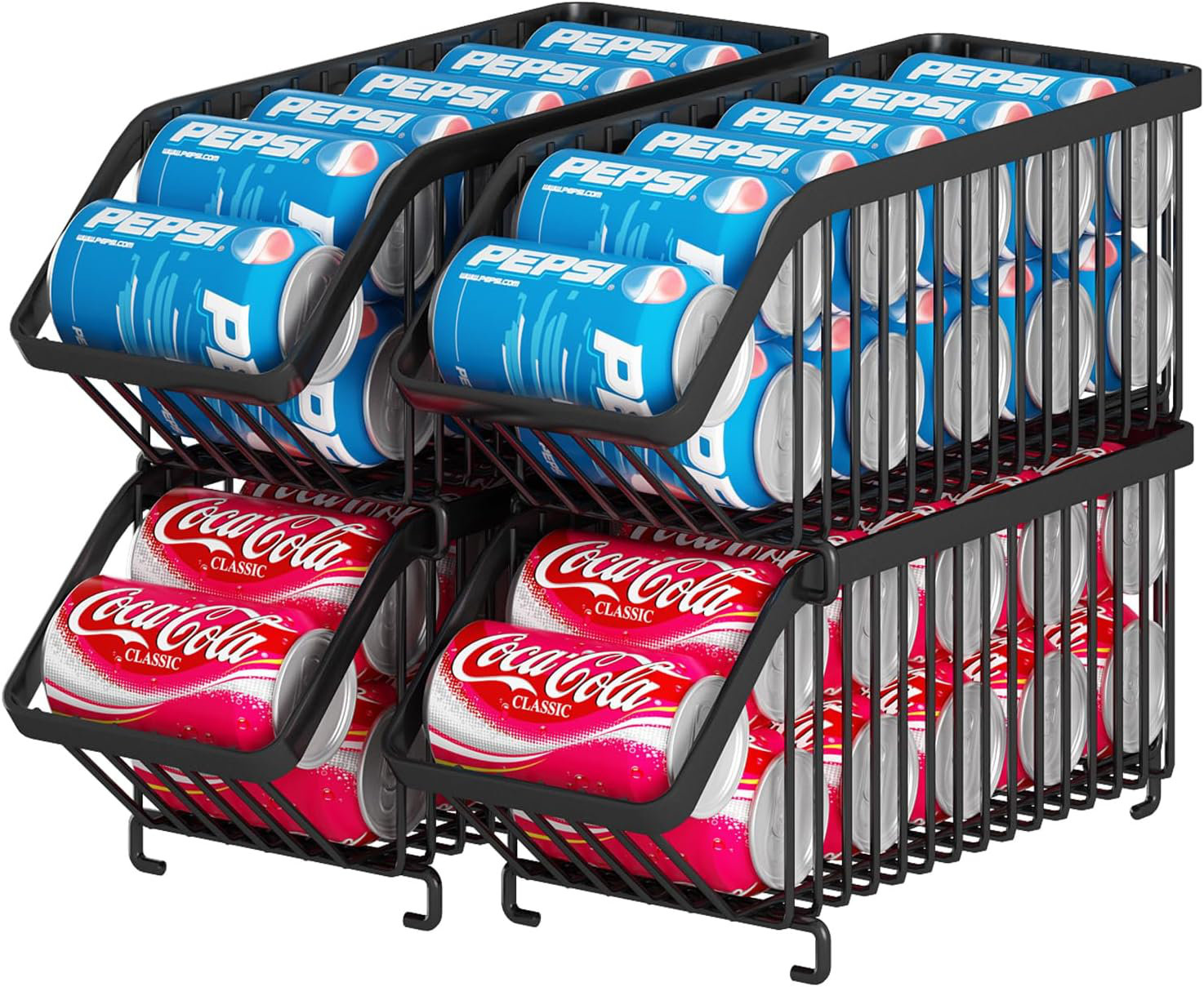 17 Stories 4 Pack Stackable Soda Can Organizer Dispenser, Soda Can ...