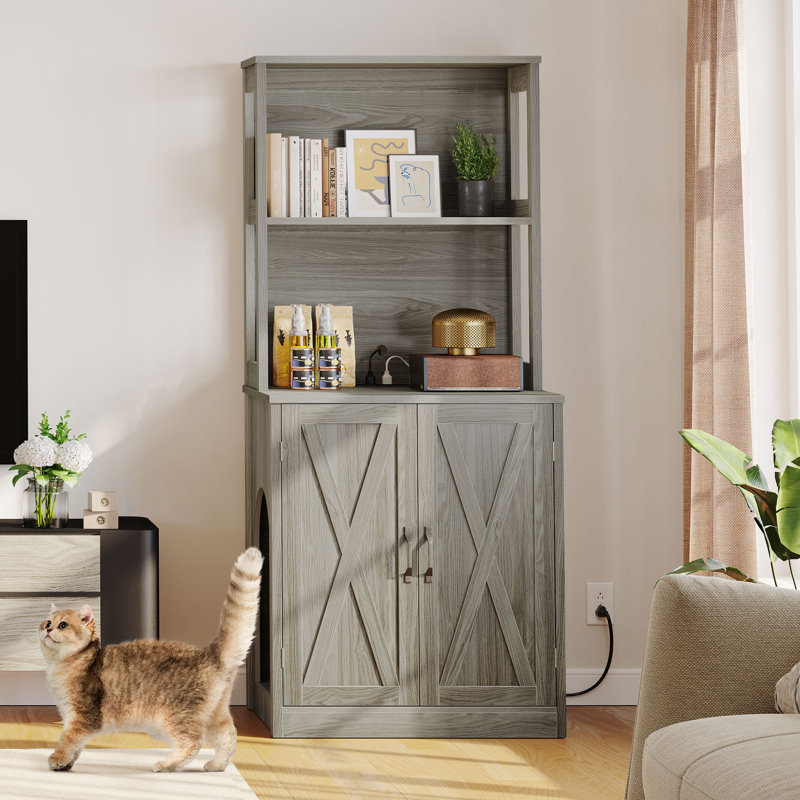 Archie & Oscar™ Alida Large Cat Litter Box Enclosure With Shelves And ...