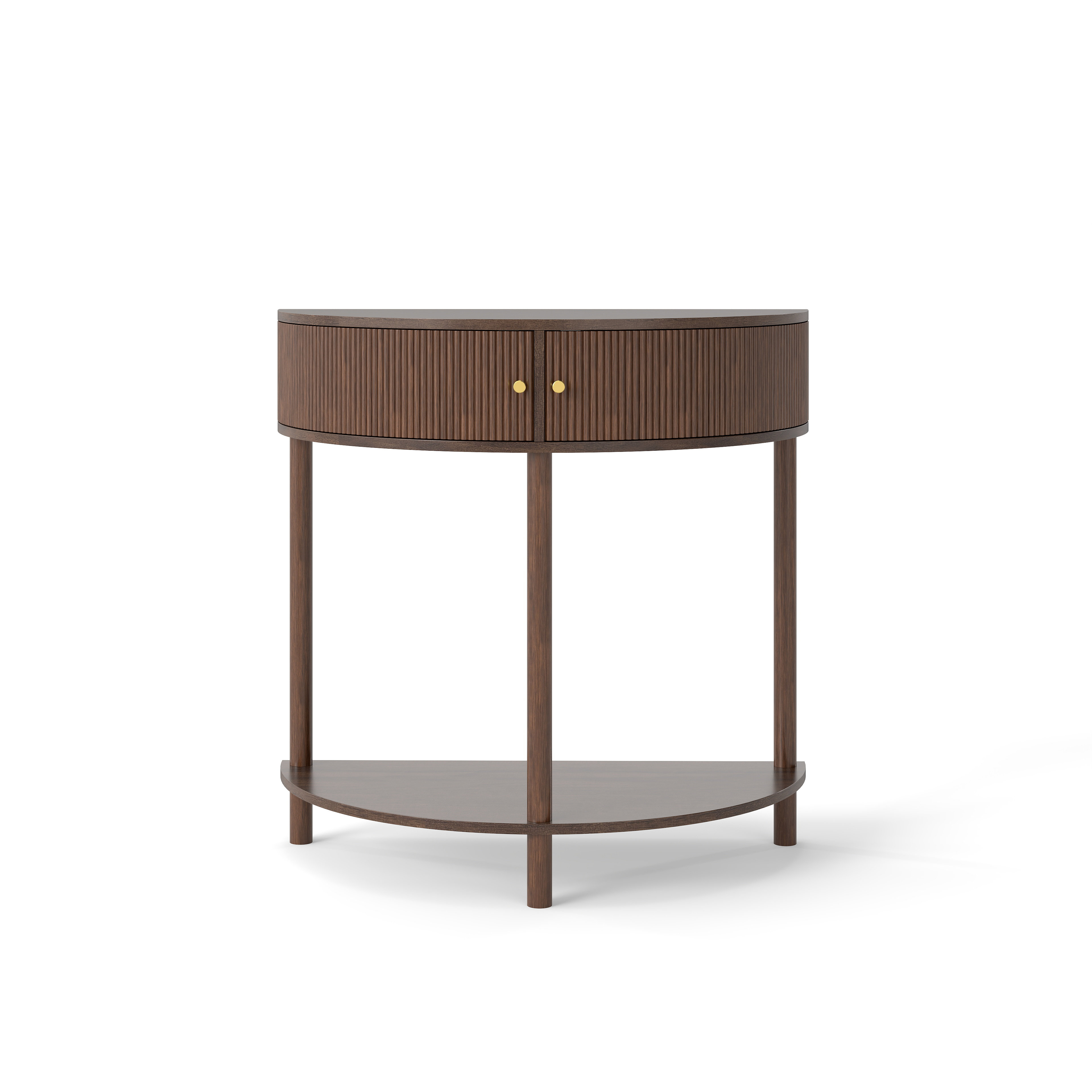 Ebern Designs Louie Half-Moon Console Table with 2 Doors and Bottom ...