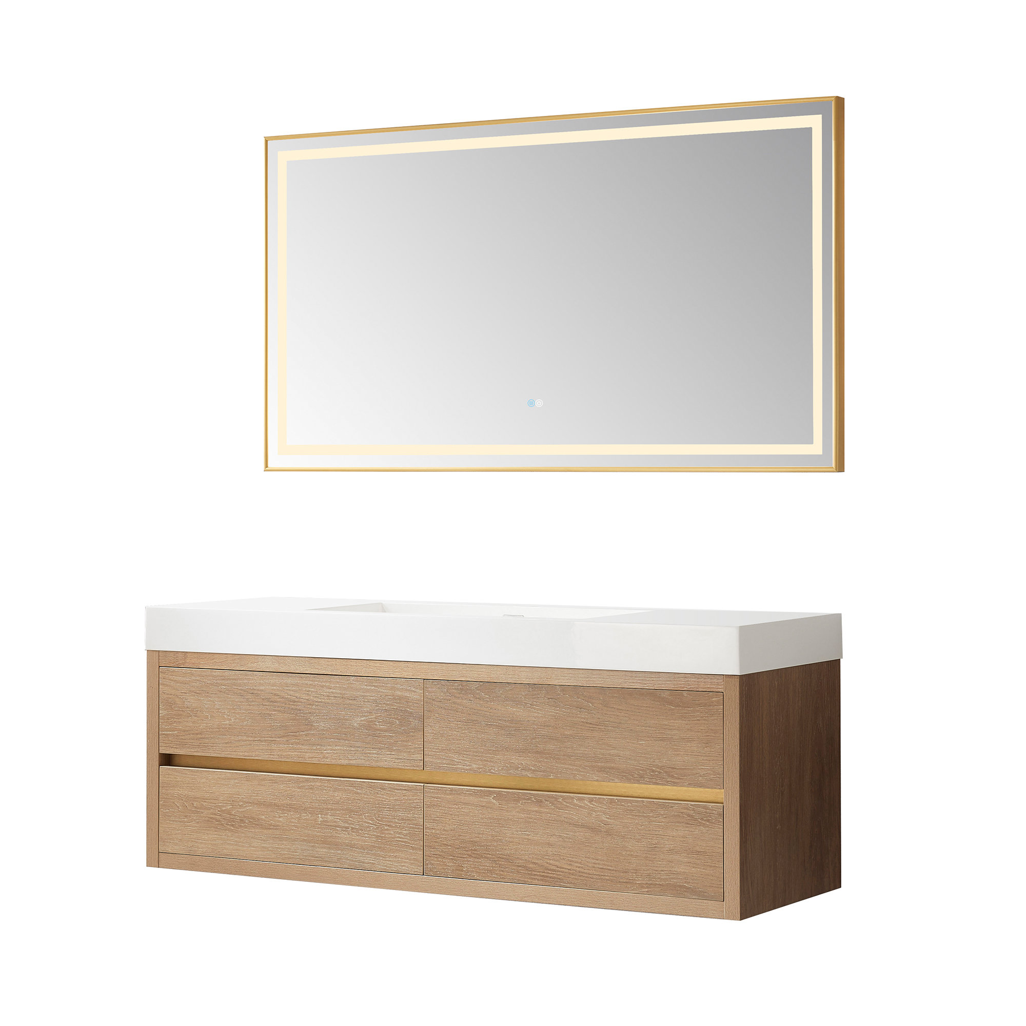 AllModern Vali 60" Wall-Mounted Single Bathroom Vanity Set with Mirror ...