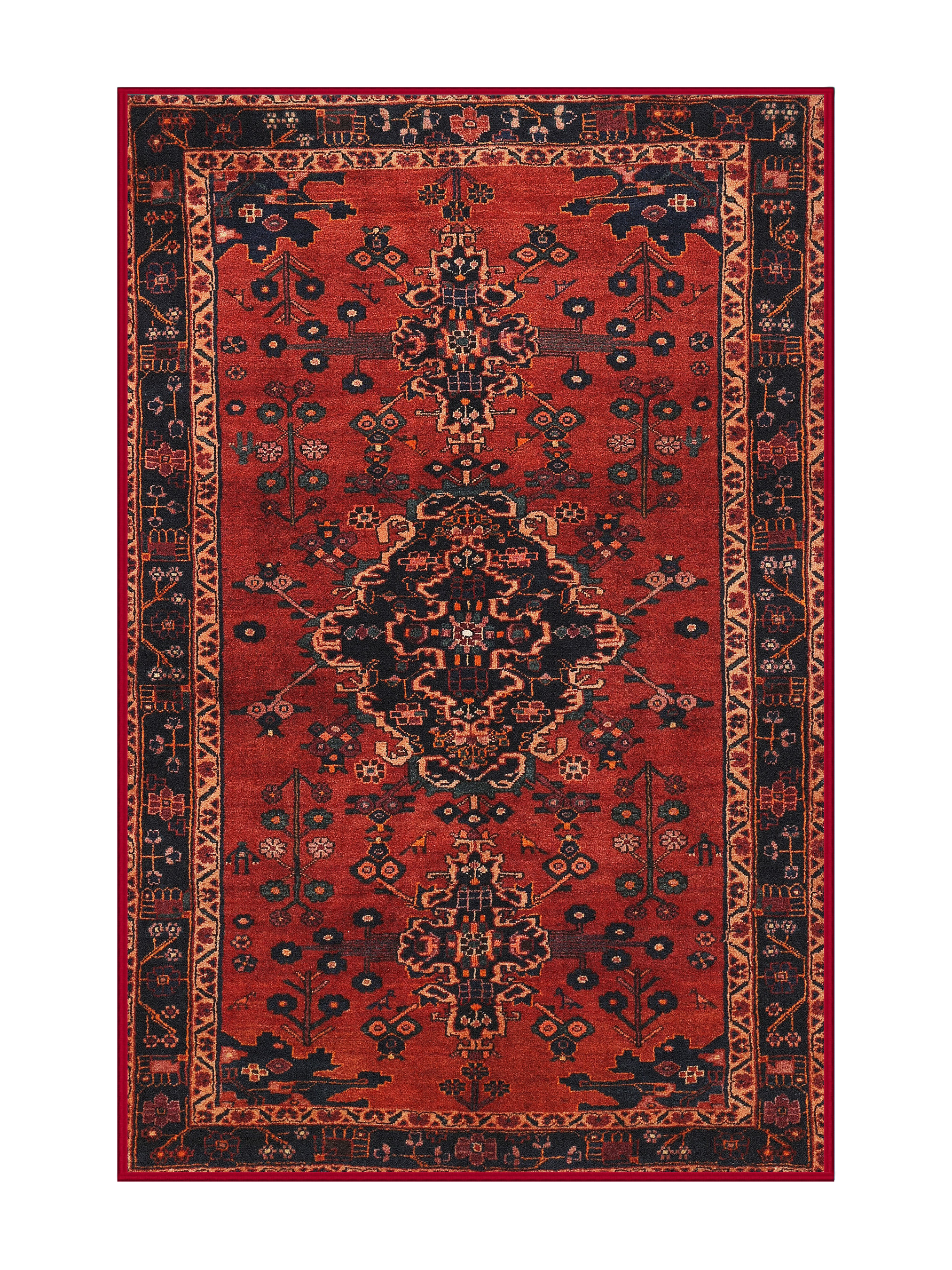 Bungalow Rose Traditional Black/Red/White Area Rug - Wayfair Canada