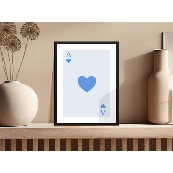 Lark Manor Ace Hearts Playing Card Graphic Art Minimalist Framed Poster ...