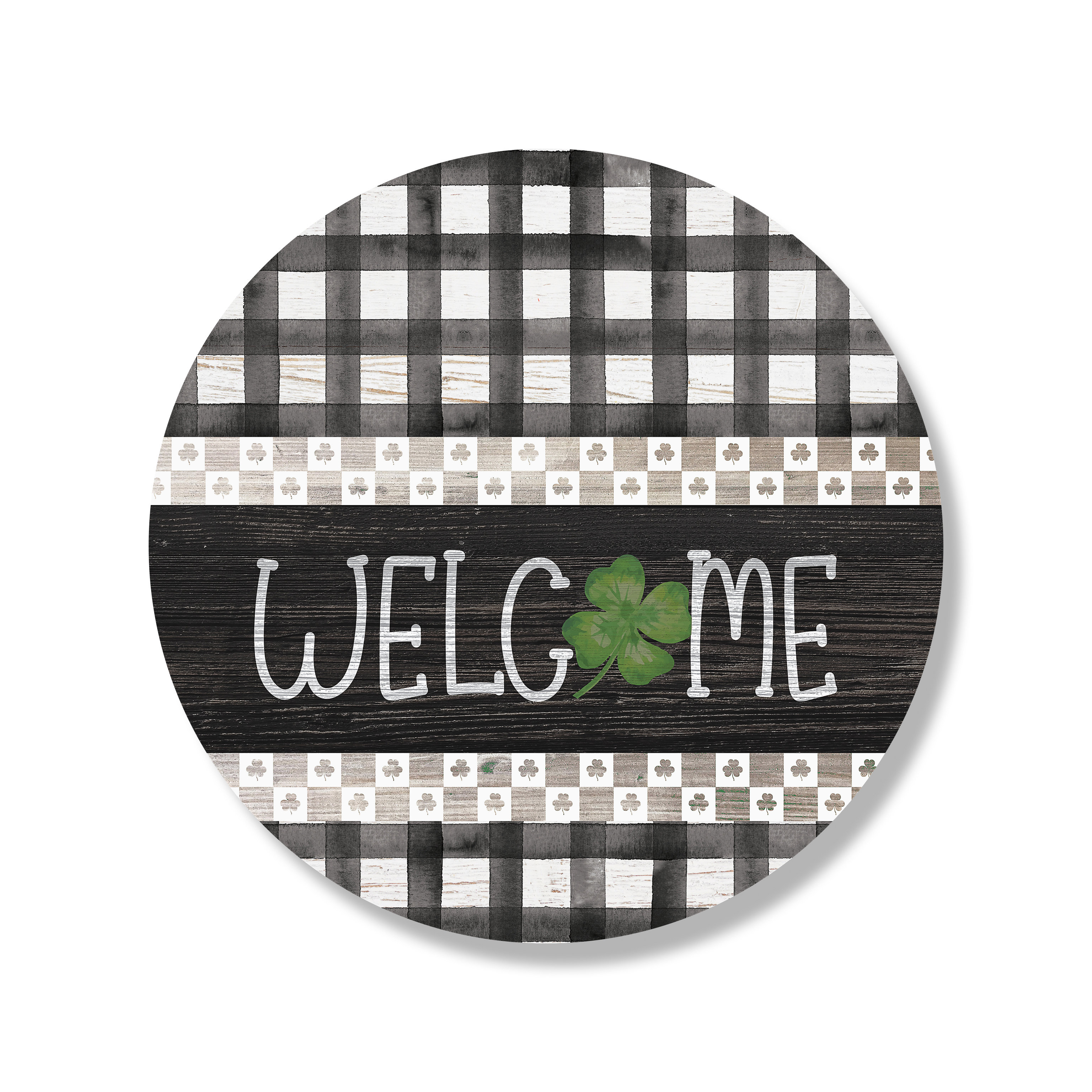 The Holiday Aisle® Welcome Clover Plaid Circle - Wayfair Canada