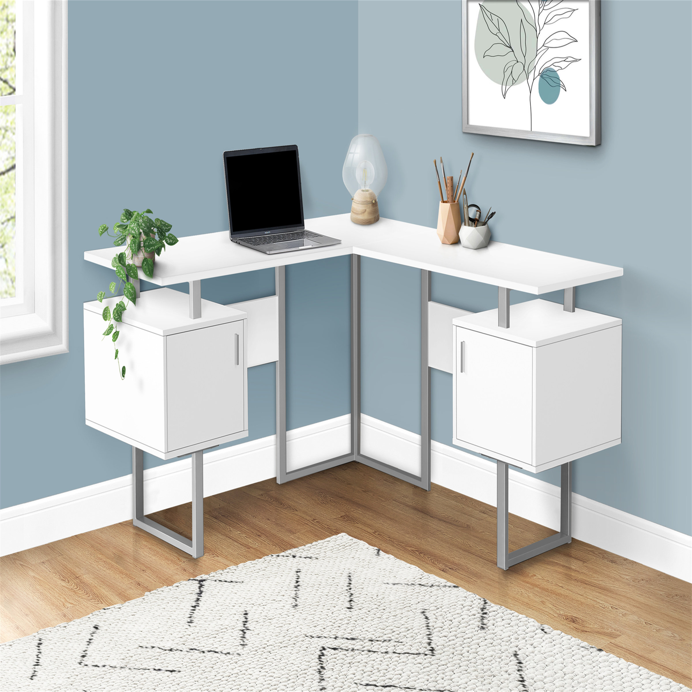 Brayden Studio® Versatile L-Shaped Computer Desk With Storage, Ideal ...