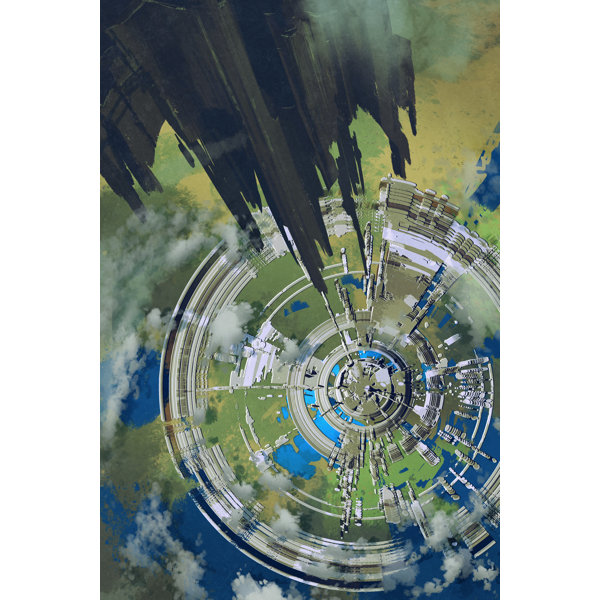 Ebern Designs Zymari " Aerial View Of Futuristic City " by Grandfailure ...