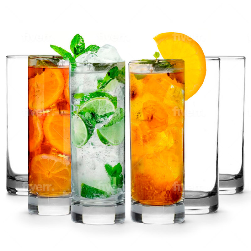 Lemonsoda Highball Crystal Clear Heavy Base Tom Collins Glasses - 12oz ...