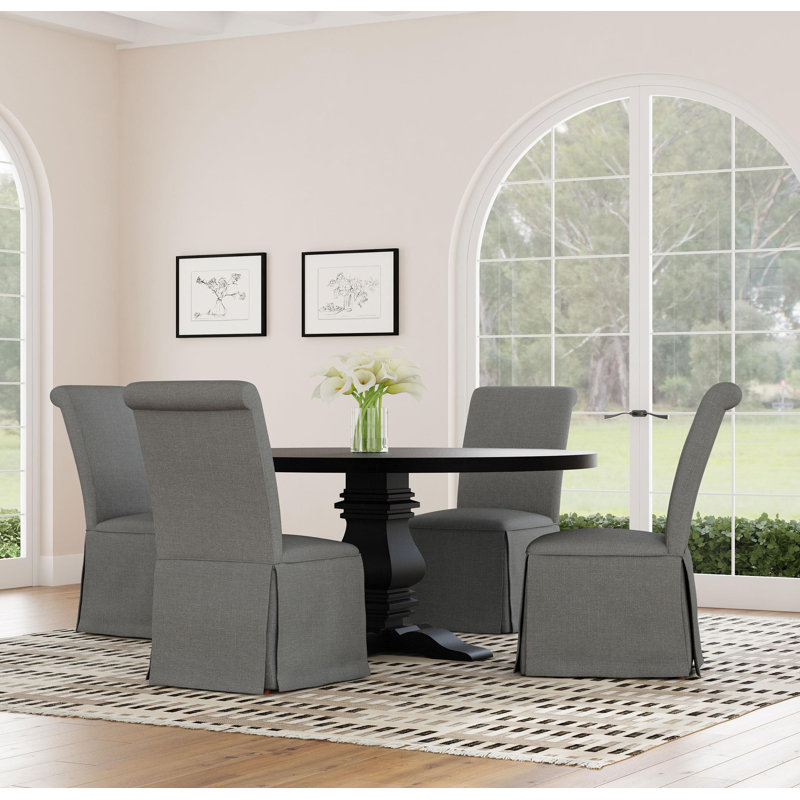 Canora Grey Round 60-inch Pedestal Base Dining Table Black | Wayfair