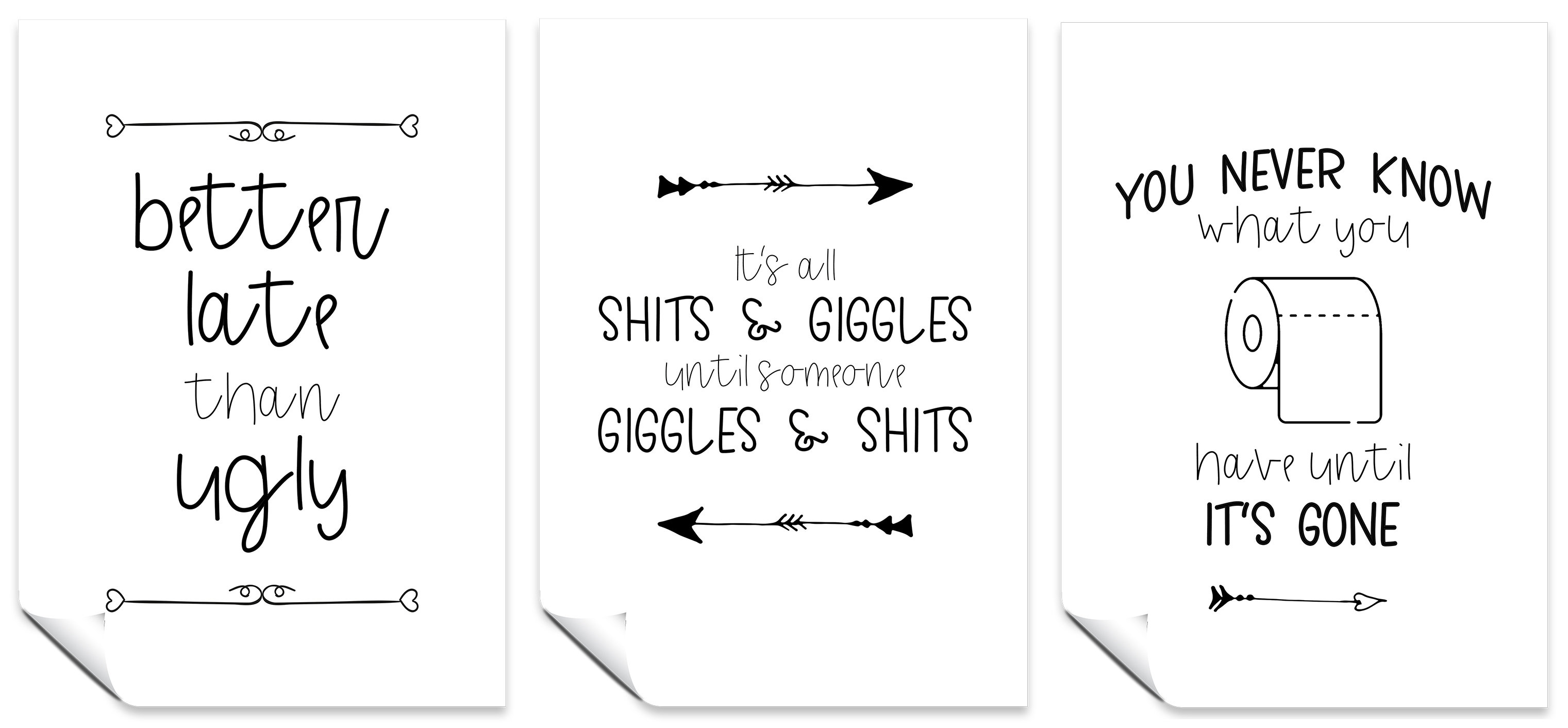 Happy Larry Funny Bathroom - 3 Piece Unframed Art Prints Set | Wayfair.ie
