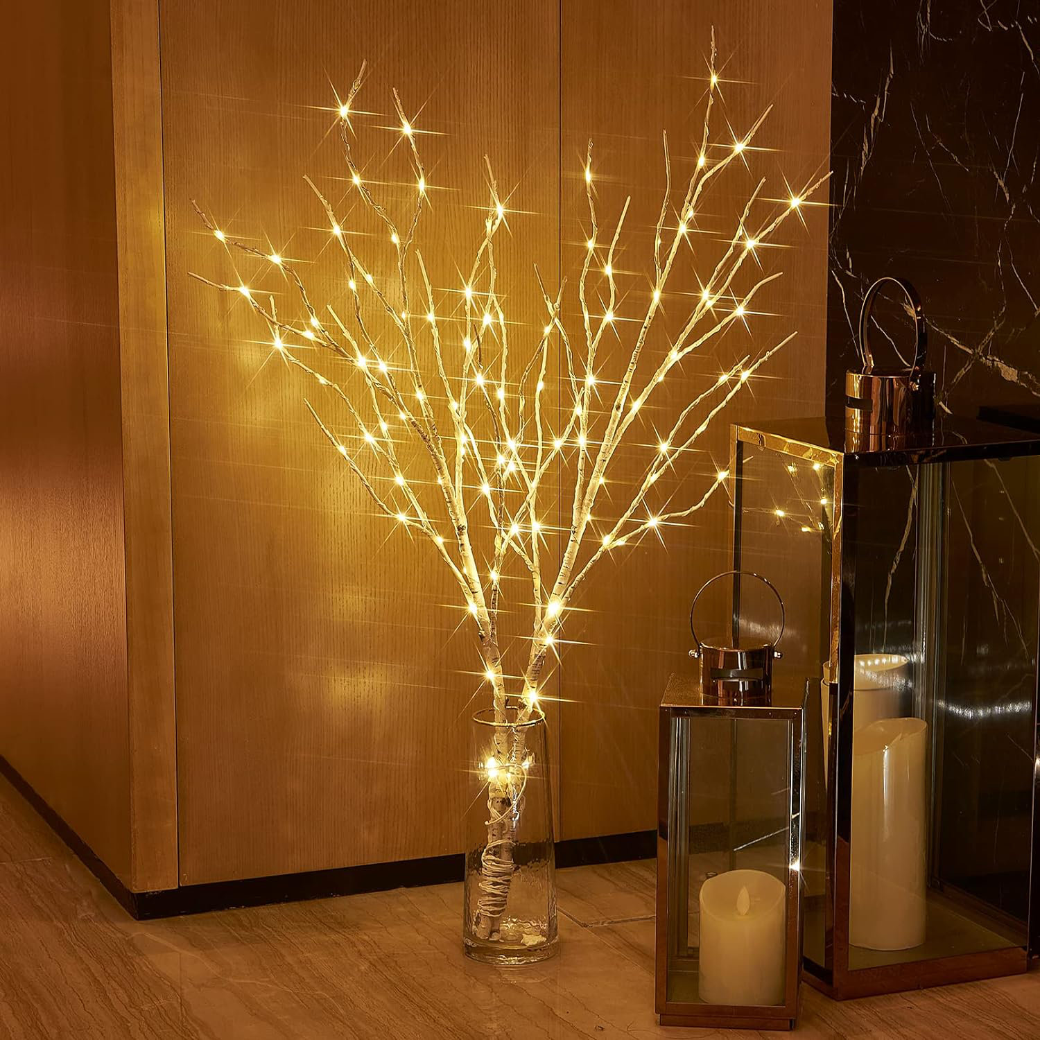 The Holiday Aisle® Lighted Birch Branches 100 LED With Timer Battery ...