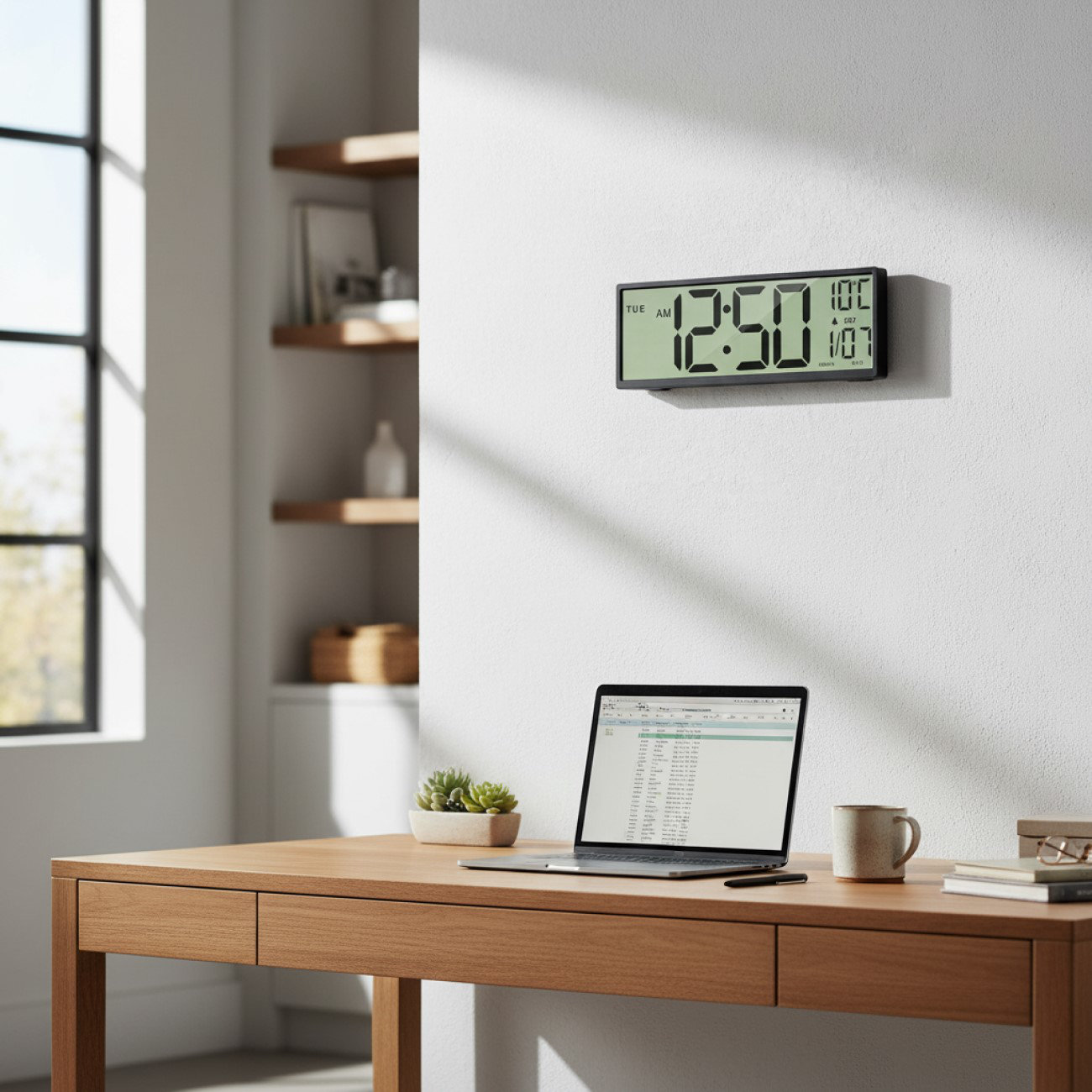 Metro Lane 15" Large Digital Wall Clock Battery Operated Black Clock ...