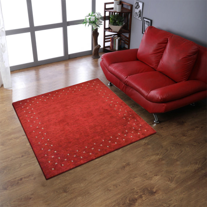 Union Rustic Paisleigh Handmade Wool Red Rug | Wayfair
