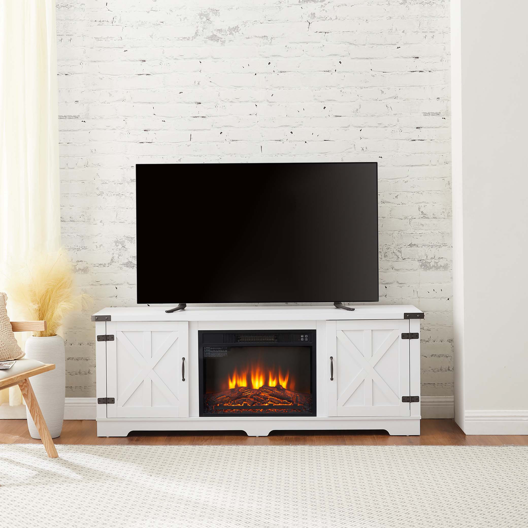 Gracie Oaks TV Media Stand, Large Barn Entertainment Console with 23 ...