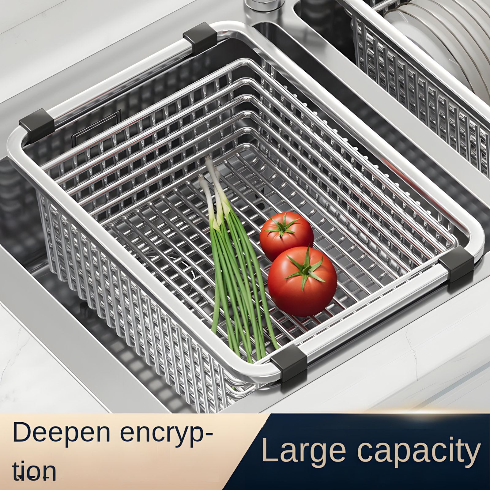 Xiangong Stainless Steel Kitchen Sink Dish Drainer Basket With Filter ...