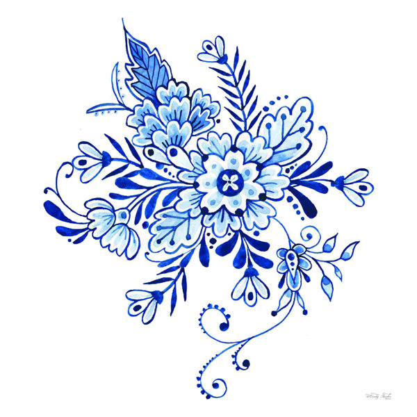 Canora Grey " Blue And White Flowers " by Cindy Jacobs - Wayfair Canada