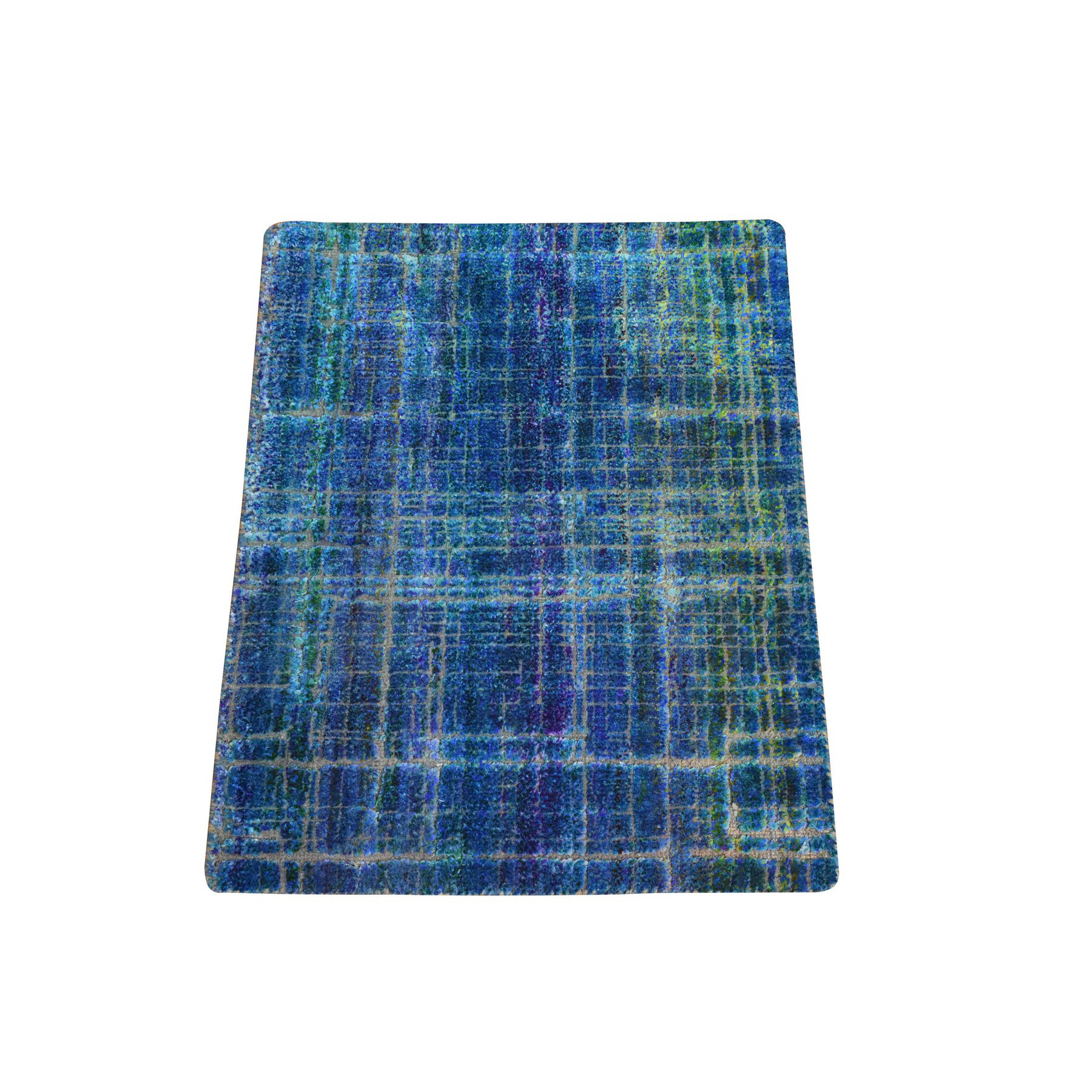 Red Barrel Studio® 1'6"x2' Galaxy Blue, Pure Sari Silk, Sample, Strike ...