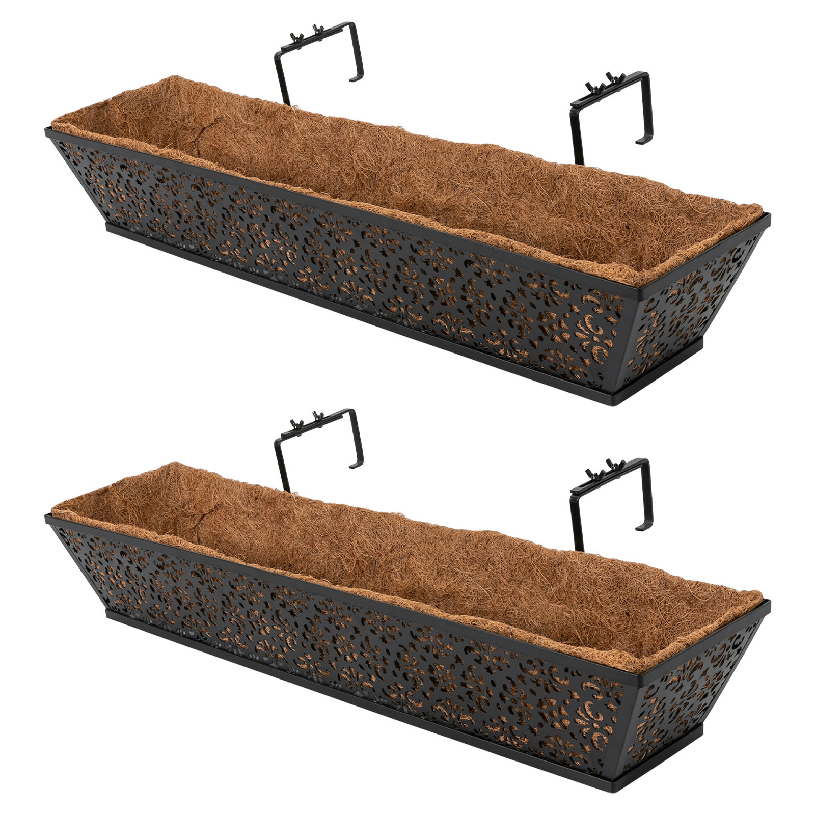 Arlmont & Co. 30” Window Box Planter Set Of 2(Leaf Pattern Frame) | Wayfair