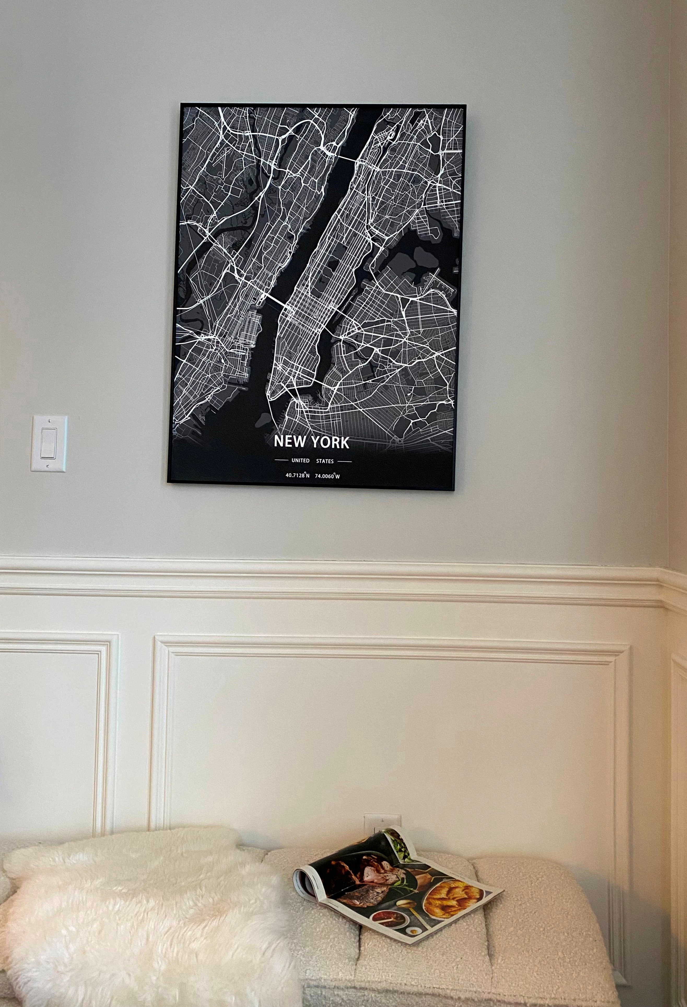 17 Stories New York City Map Frame Wall Art-White - Wayfair Canada