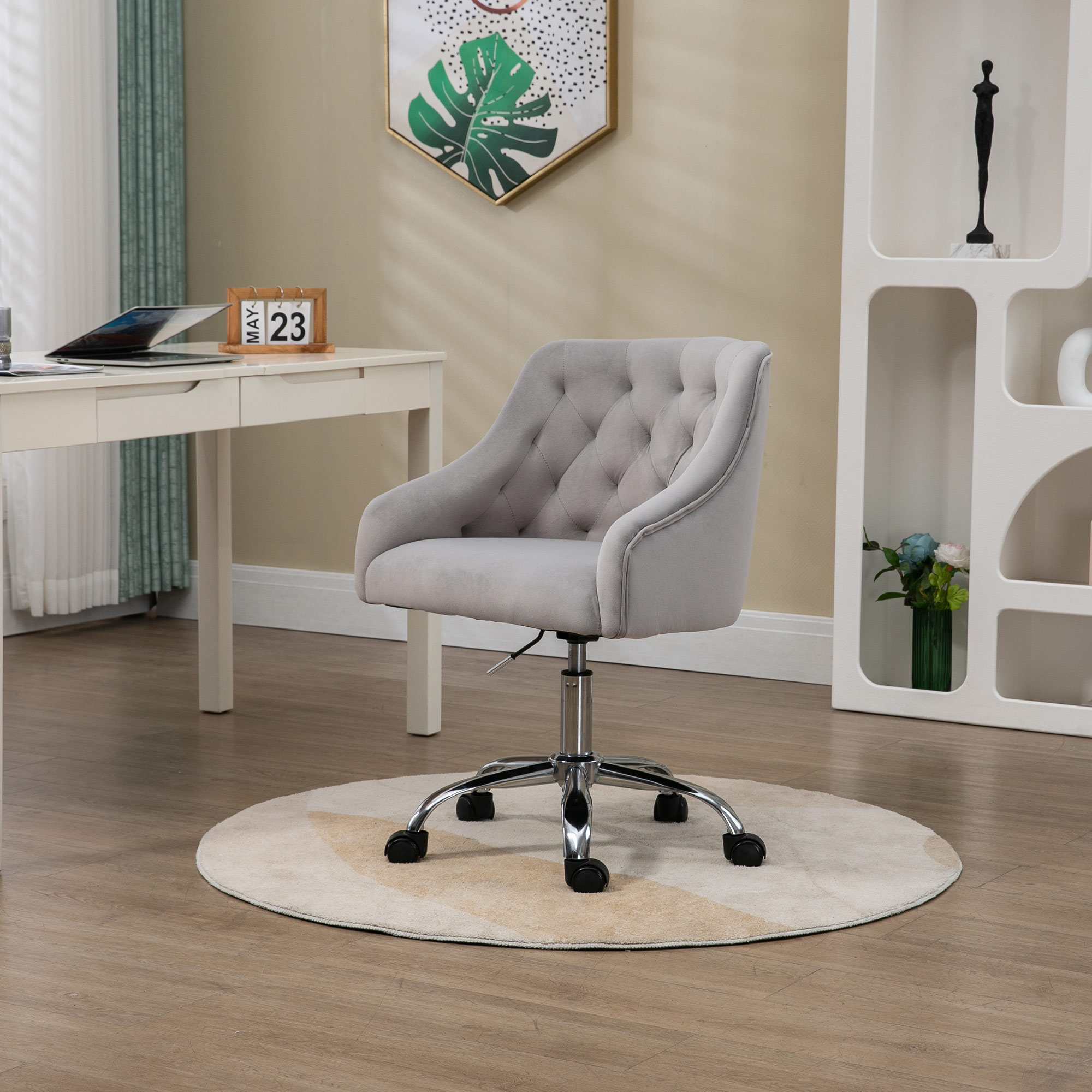 Rosdorf Park Charetta Velvet Office Chair, Perfect for Desk or Chic ...